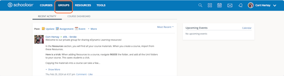 Courseware - Joining a Schoology Shared Group